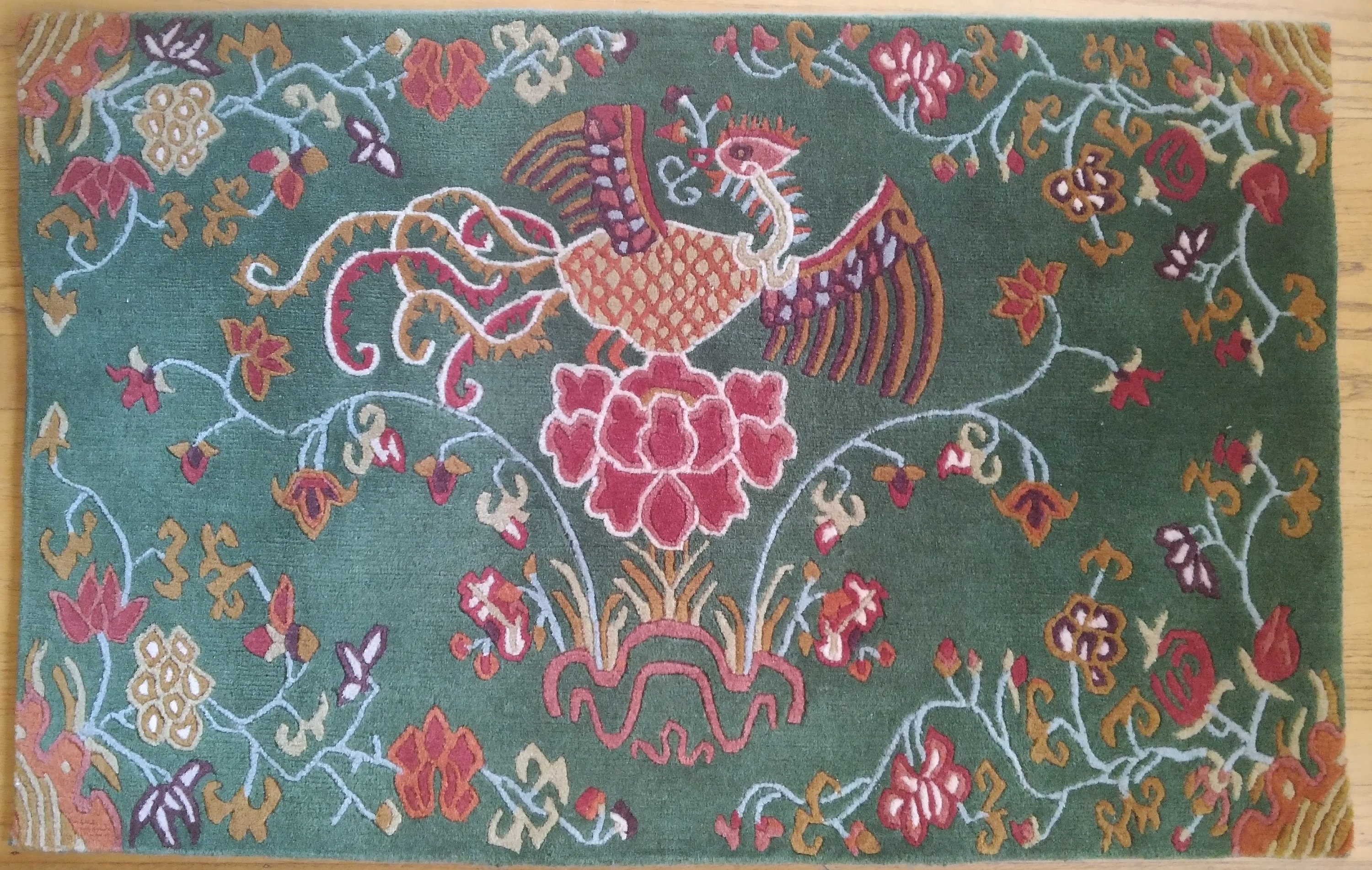 Hand Woven Traditional Tibetan Rugs With Phoenix & Lotus Design ...