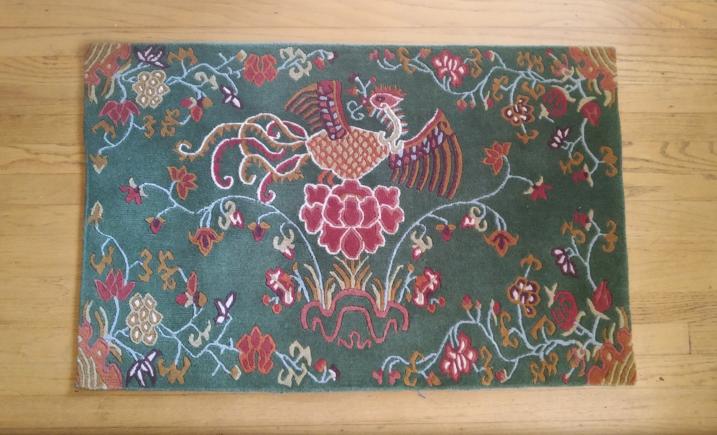 Hand Woven Traditional Tibetan Rugs With Phoenix & Lotus Design ...