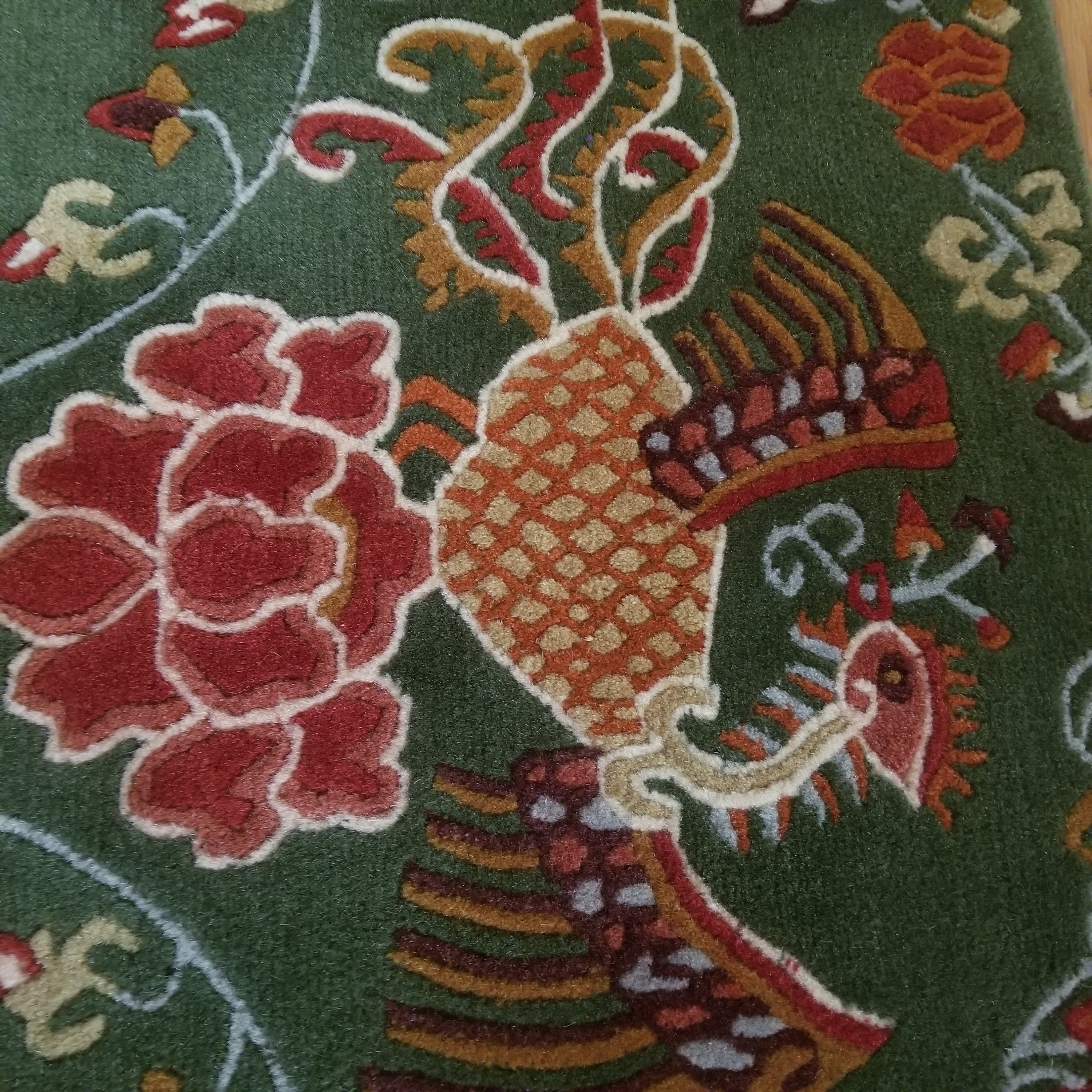 Hand Woven Traditional Tibetan Rugs With Phoenix & Lotus Design ...