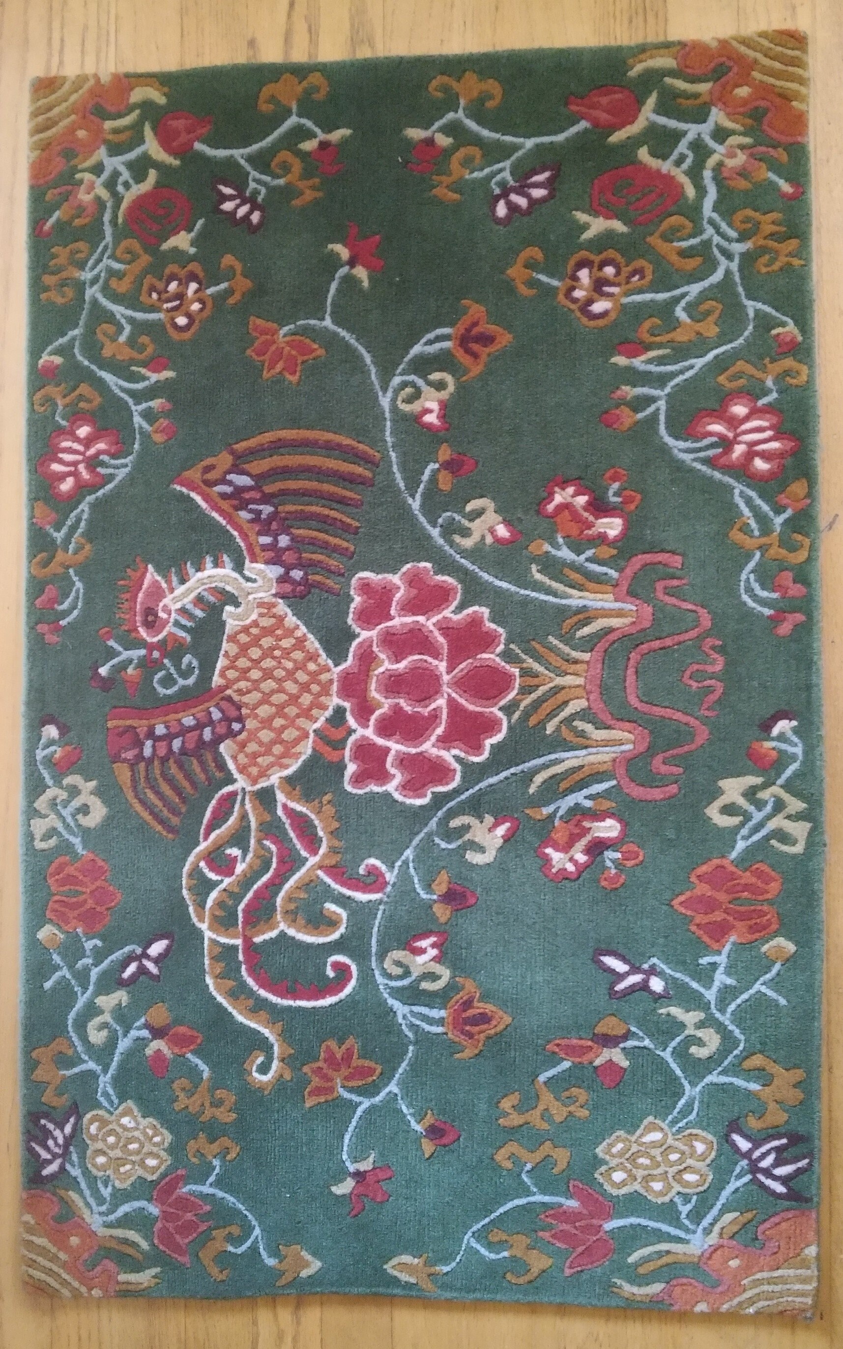 Hand Woven Traditional Tibetan Rugs With Phoenix & Lotus Design ...