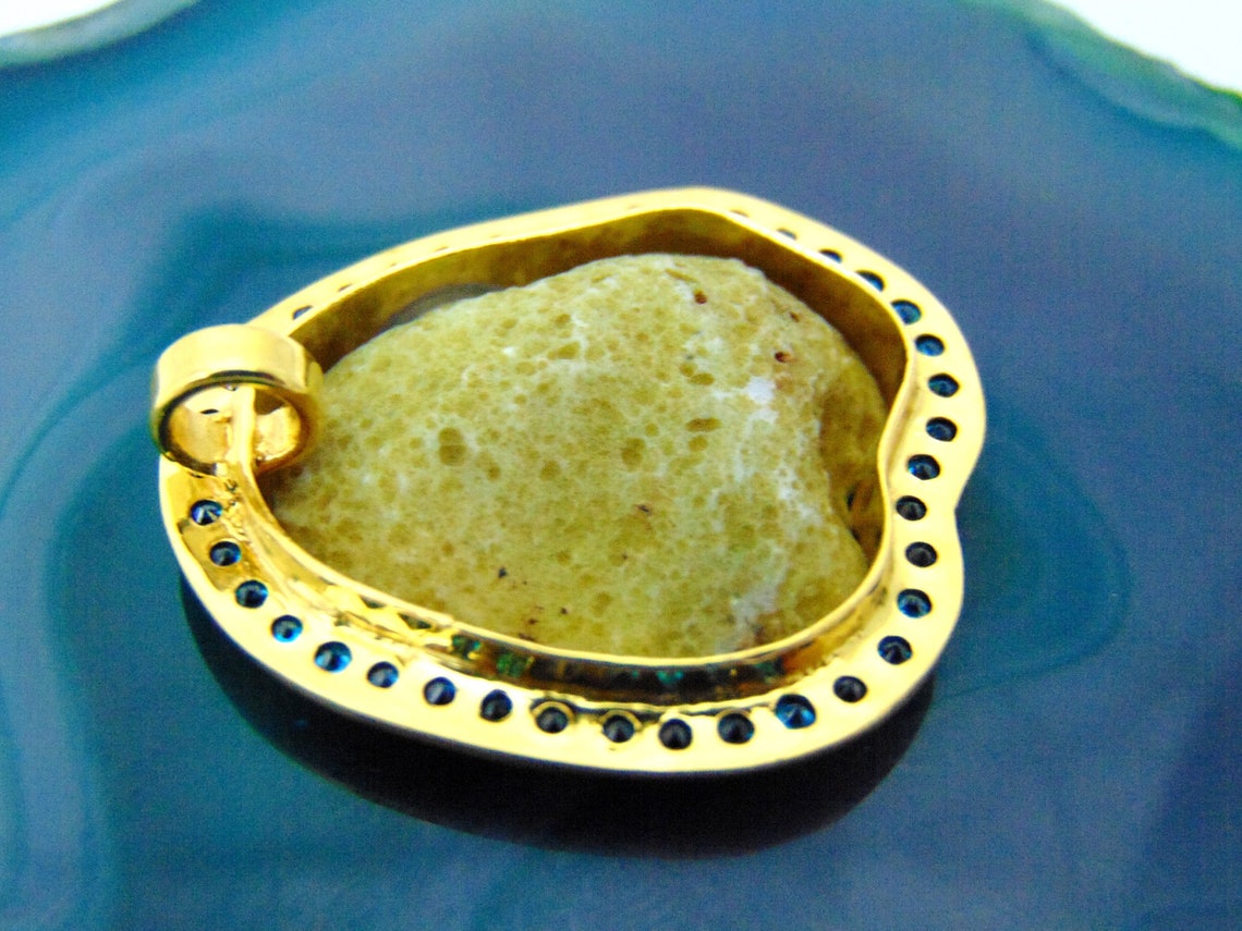 Pave Diamond Pendant,natural Geode Gemstone Pendant,gold Plated Pendant ...