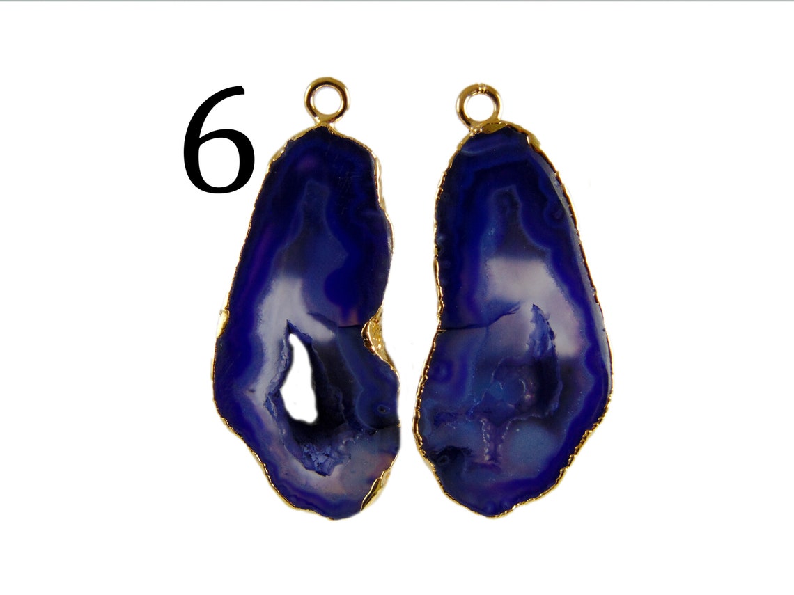 Royal Blue Geode Slice Pairs Geode Slice Gold Plated Earrings - Etsy