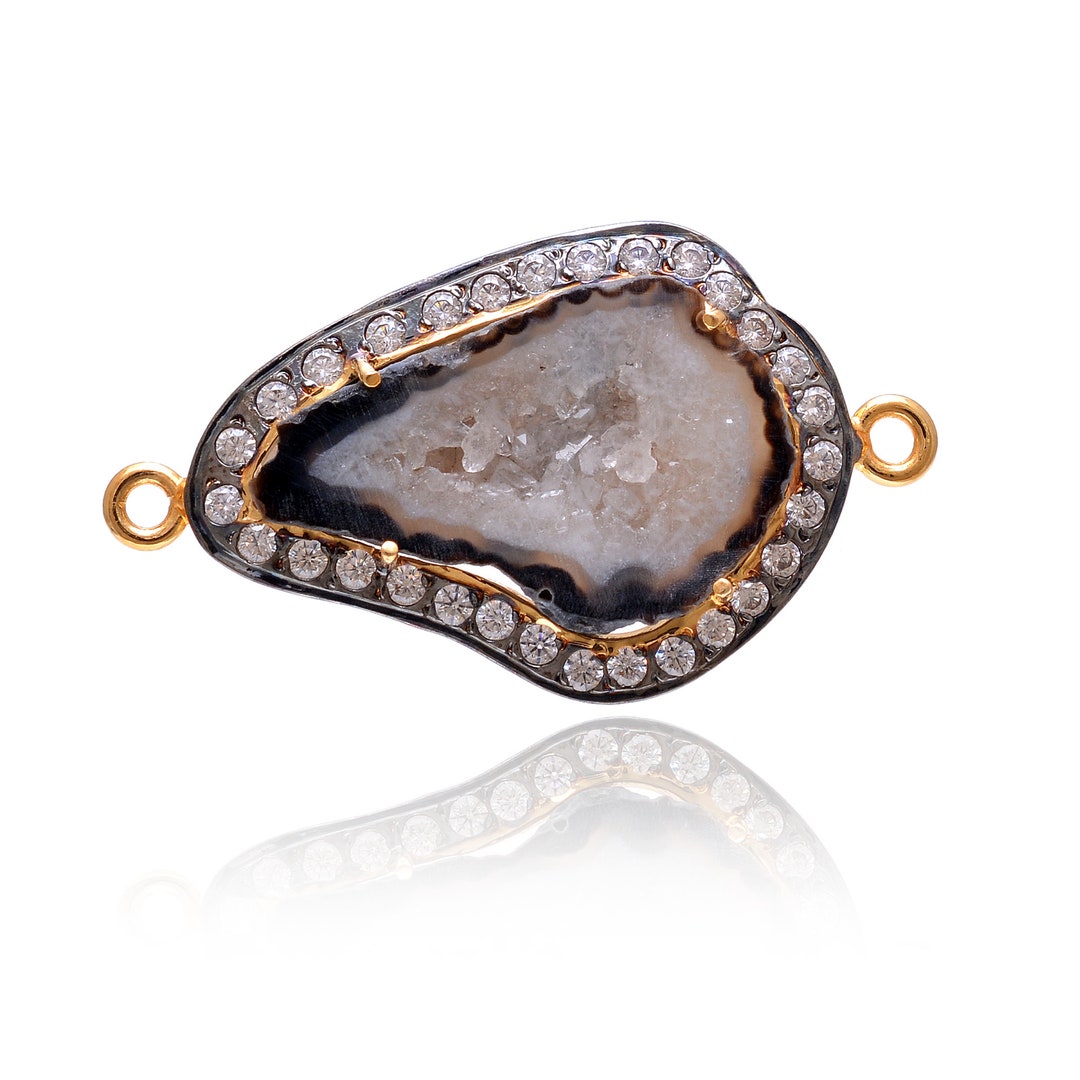 Real Black Geode Pave Diamond Druzy Earring, American Diamond Pendant ...