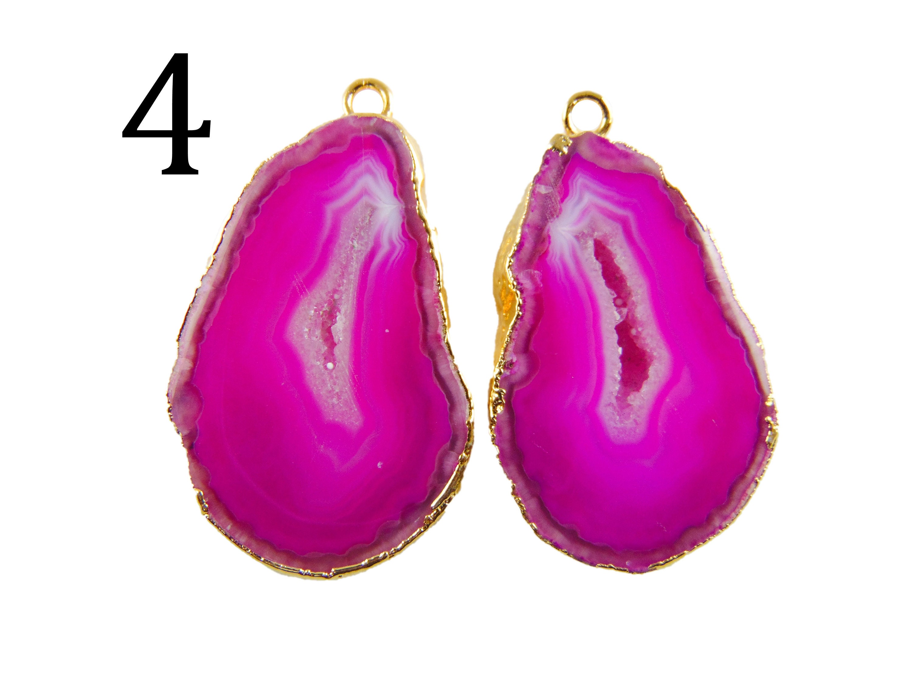 Beautiful Pink Geode Druzy DIY Geode Earring Agate Geode | Etsy