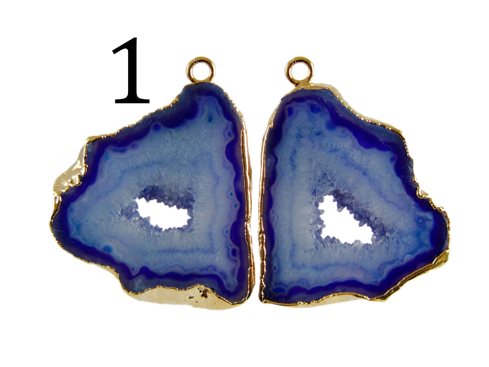 Royal Blue Geode Slice Pairs Geode Slice Gold Plated Earrings | Etsy