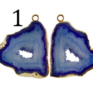 Royal Blue Geode Slice Pairs, Geode Slice Gold Plated Earrings ...