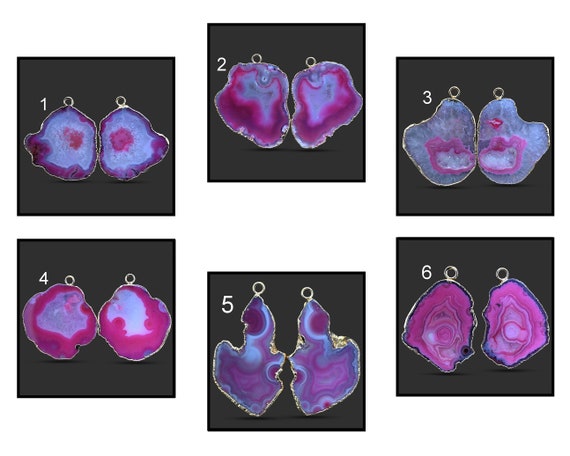 Rare Red DIY Geode Slice Pair DIY Earrings Geode 24k Gold | Etsy