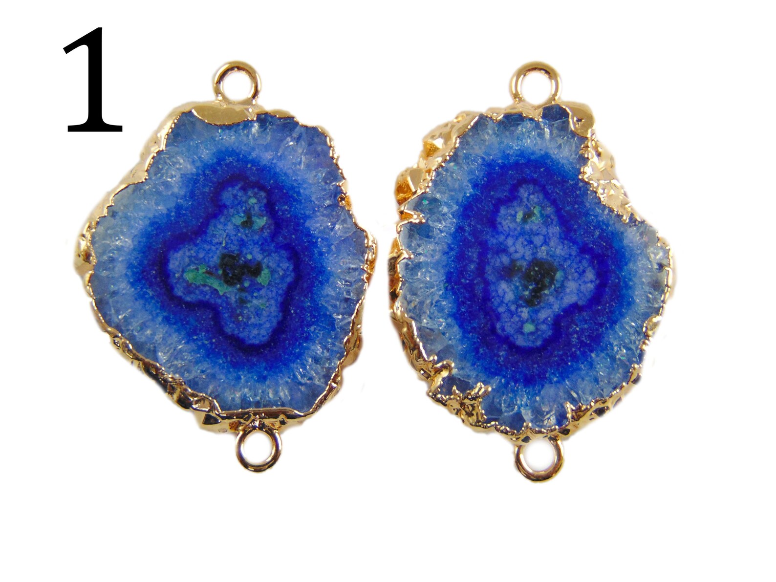 Real Blue Solar Quartz 24k Gold Plated Connectors DIY - Etsy