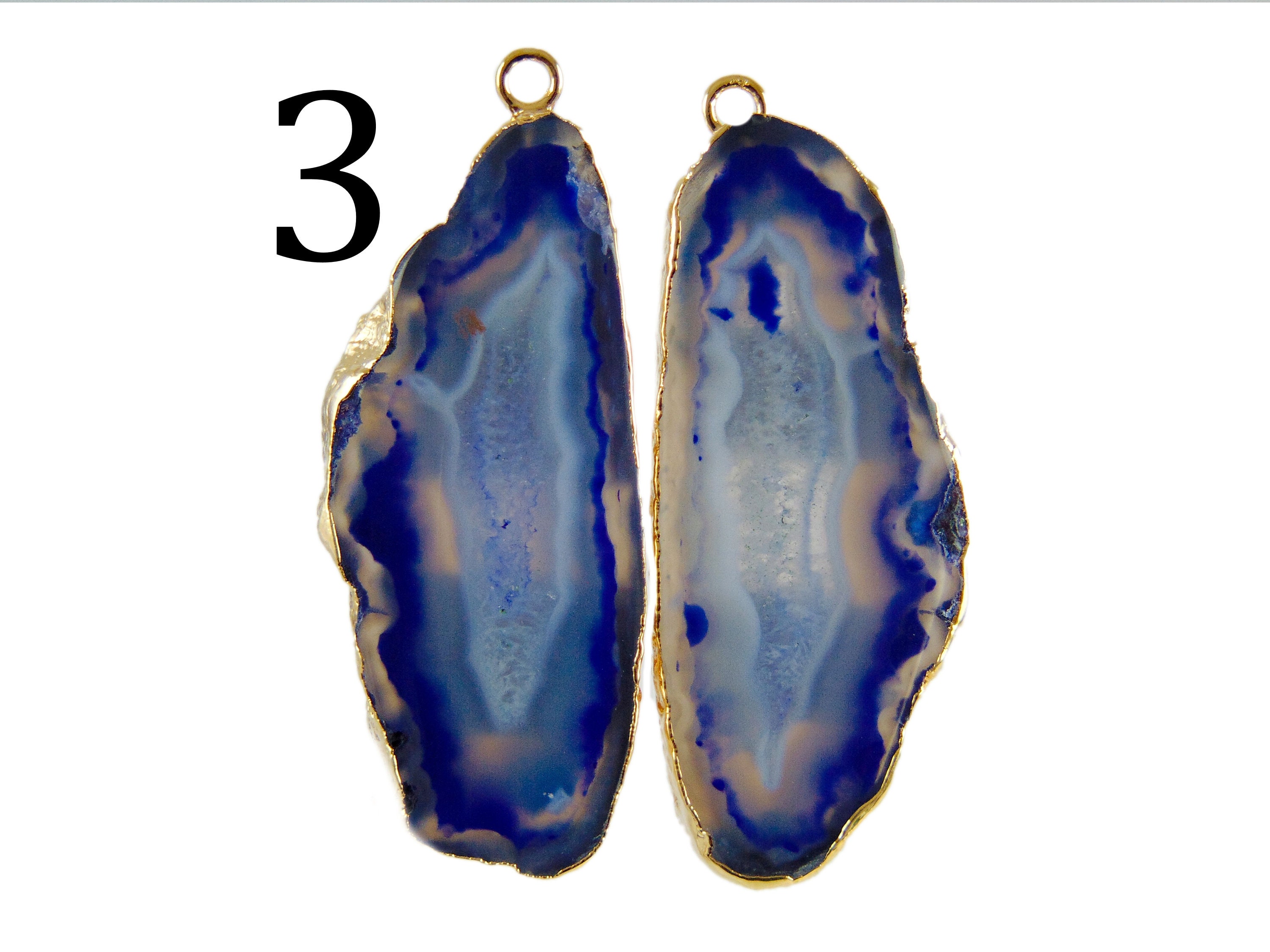 Royal Blue Geode Slice Pairs Geode Slice Gold Plated Earrings | Etsy