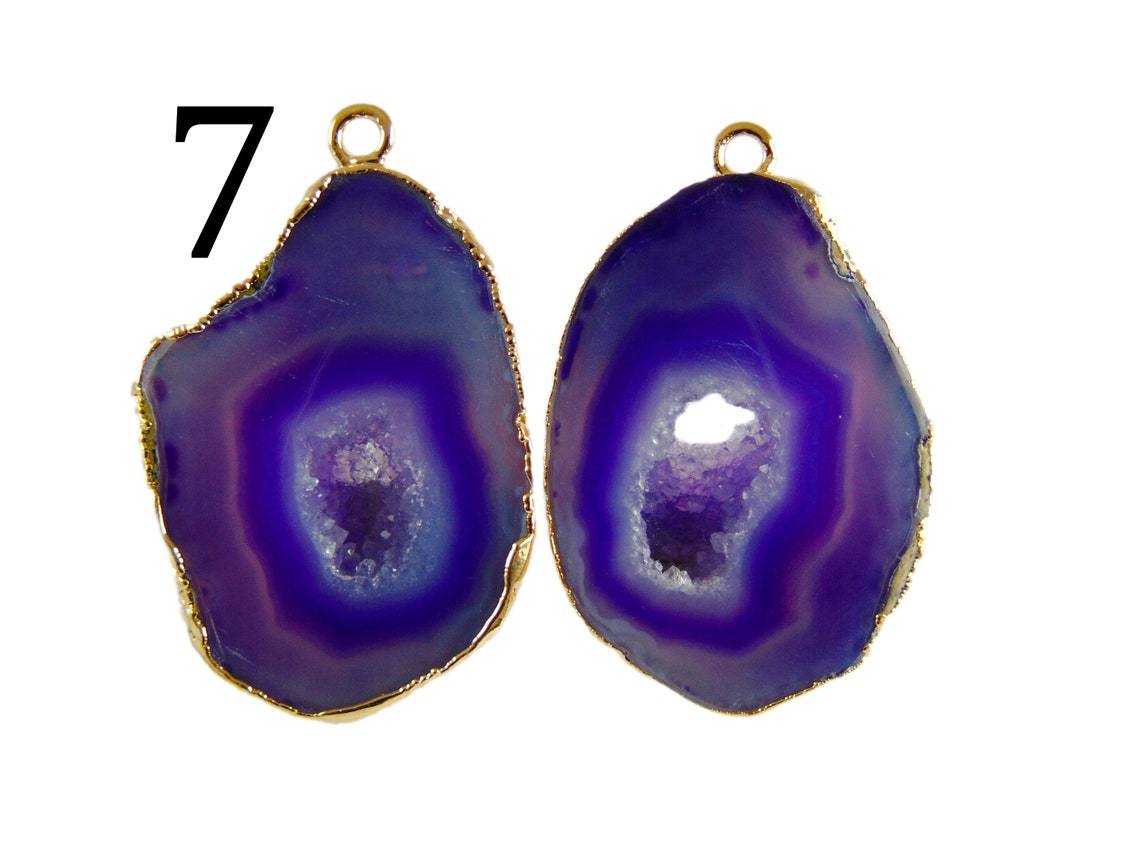 Royal Blue Geode Slice Pairs Geode Slice Gold Plated Earrings - Etsy