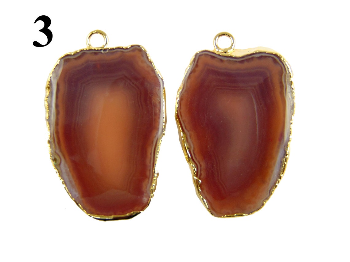 Amazing Orange Slice Agate Geode Druzy 24k Gold Electroplated | Etsy