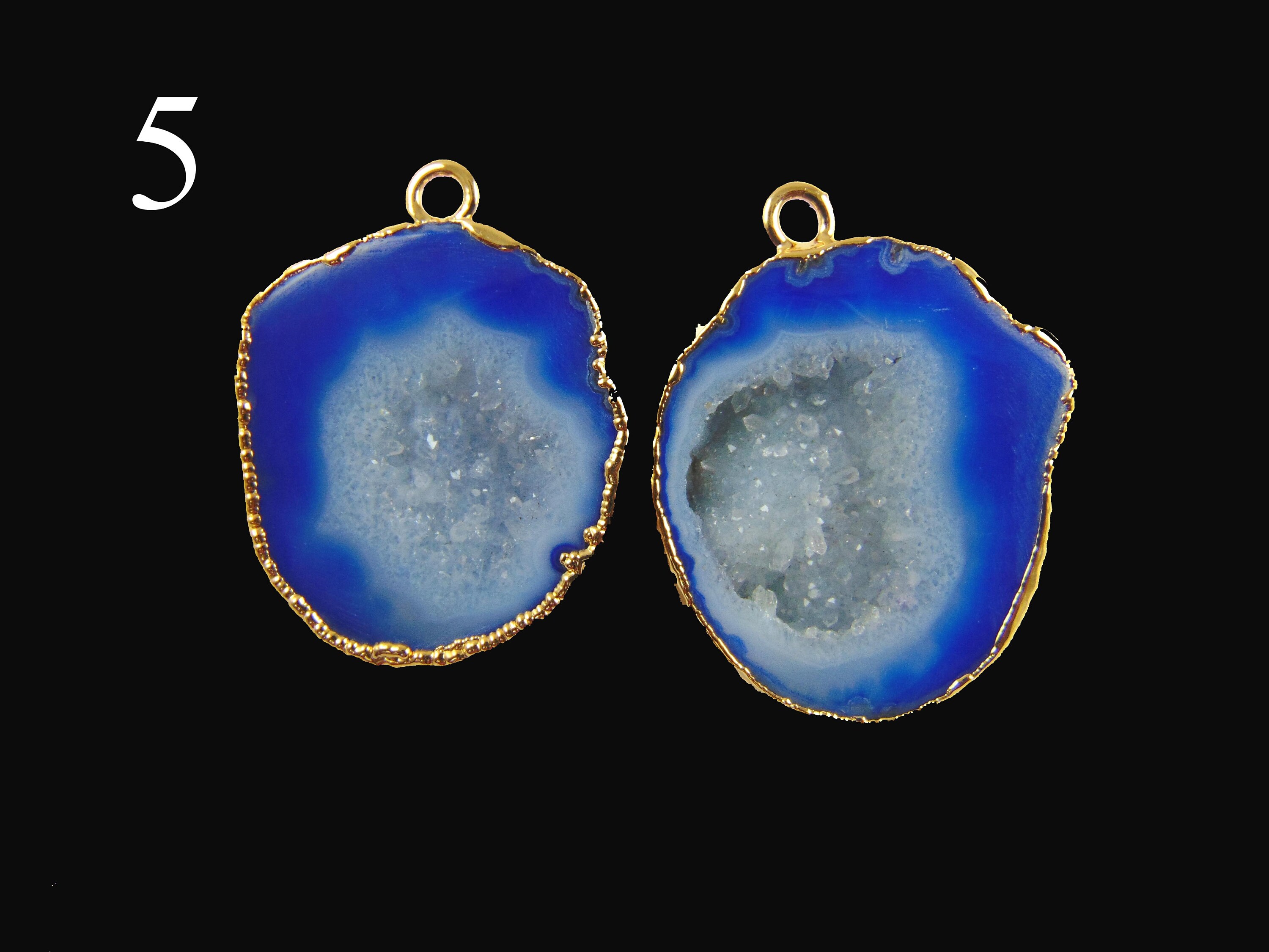 Black Pink Aqua Cave Geode Agate Druzy Gold Electroplated | Etsy