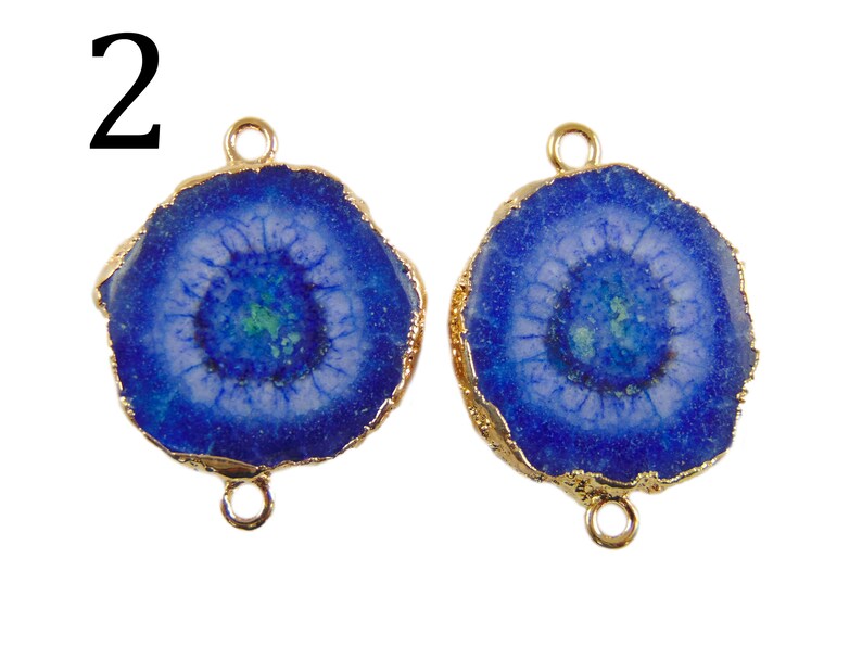 Real Blue Solar Quartz 24k Gold Plated Connectors DIY - Etsy