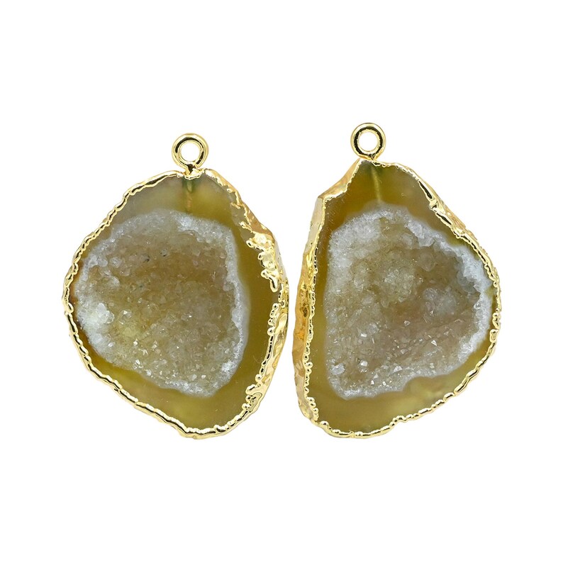 Rare 24k Gold Plated Yellow Spark Geode Earrings Agate Pairs DIY ...