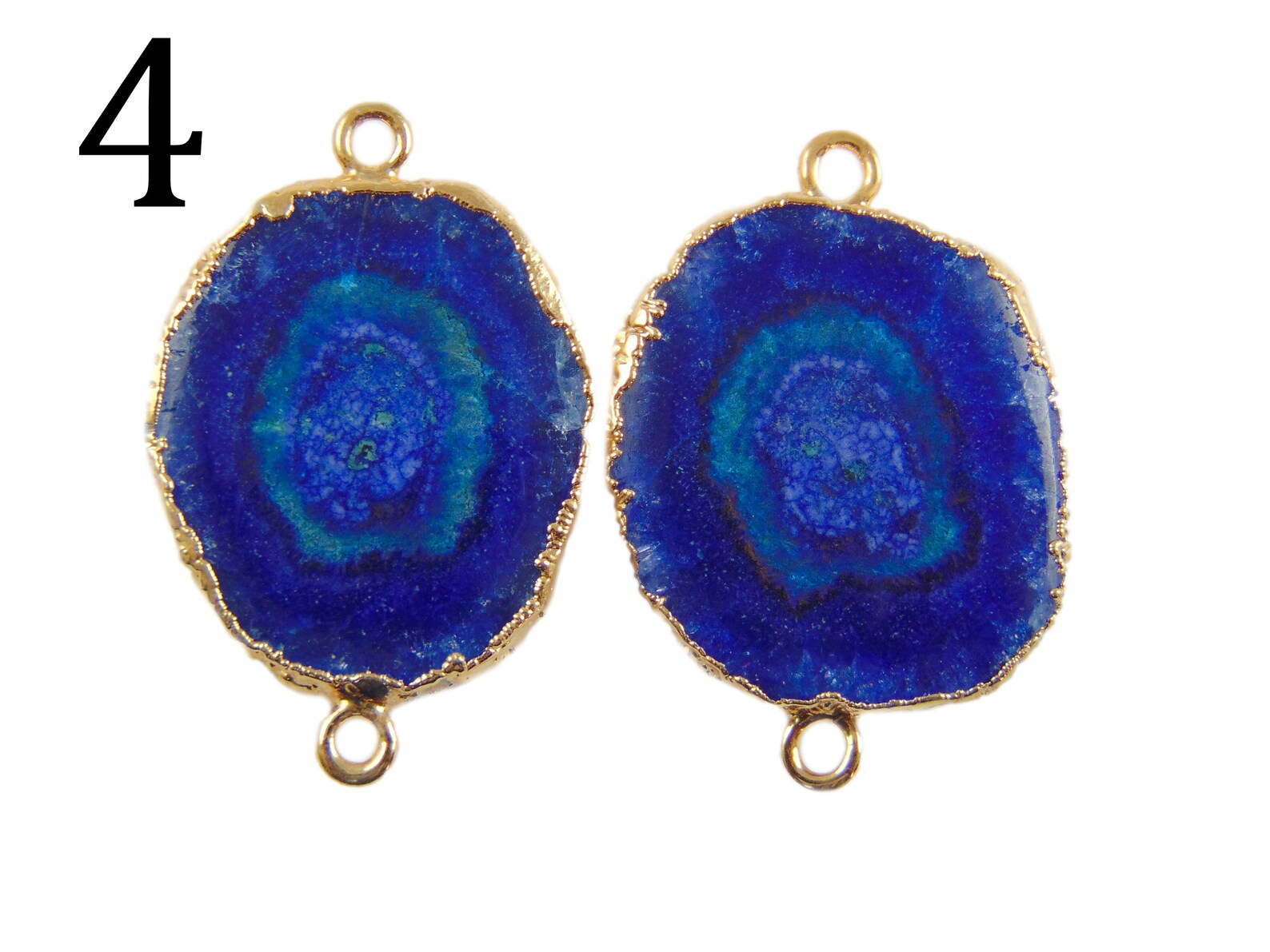 Real Blue Solar Quartz 24k Gold Plated Connectors DIY - Etsy