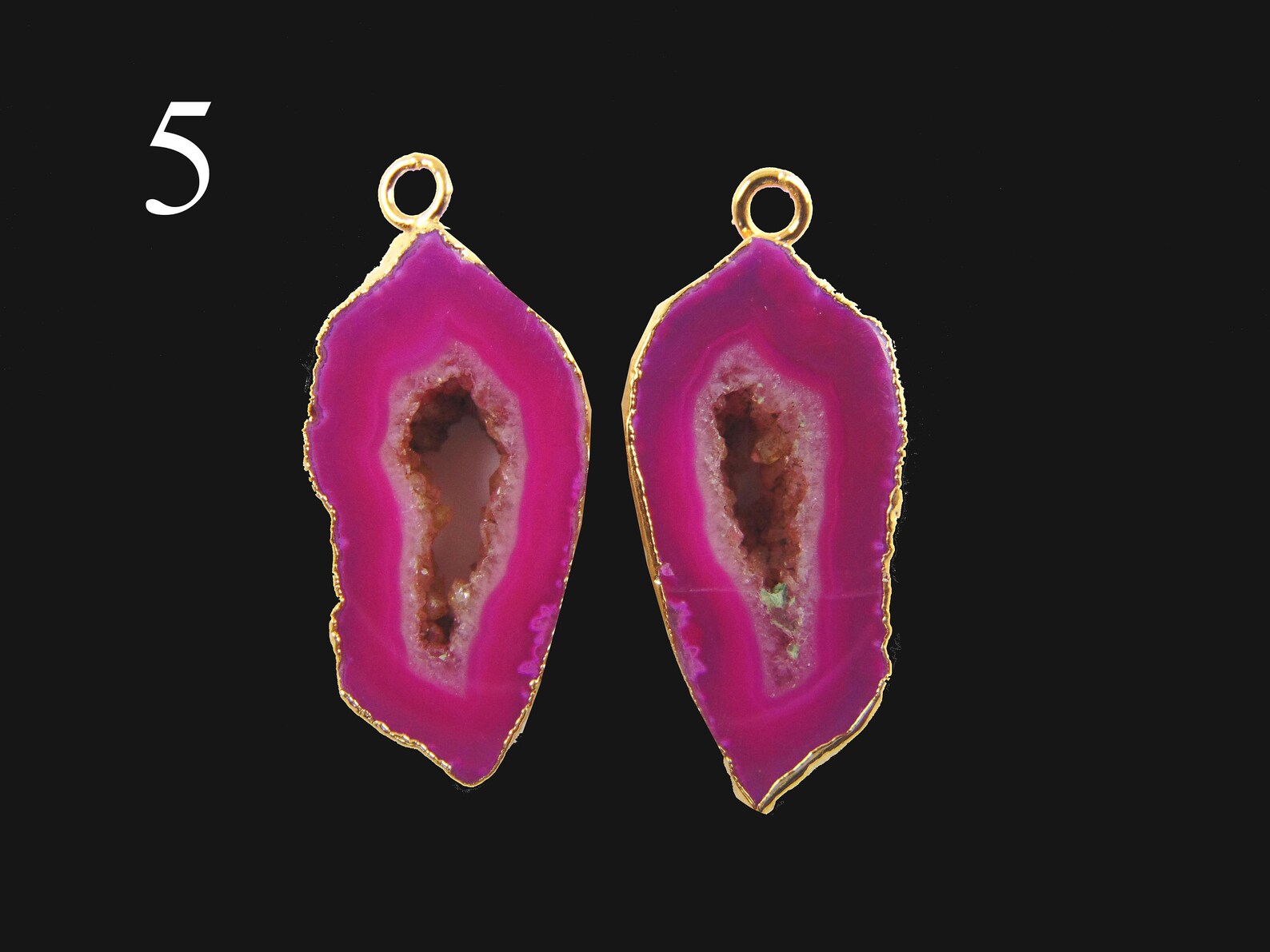 New Rare Pink Geode Slice 24K Gold Plated Earrings Pairs - Etsy