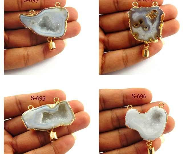 Gold Plated Pendant,white Geode Stone Pendant,agate Pendant,druzy ...