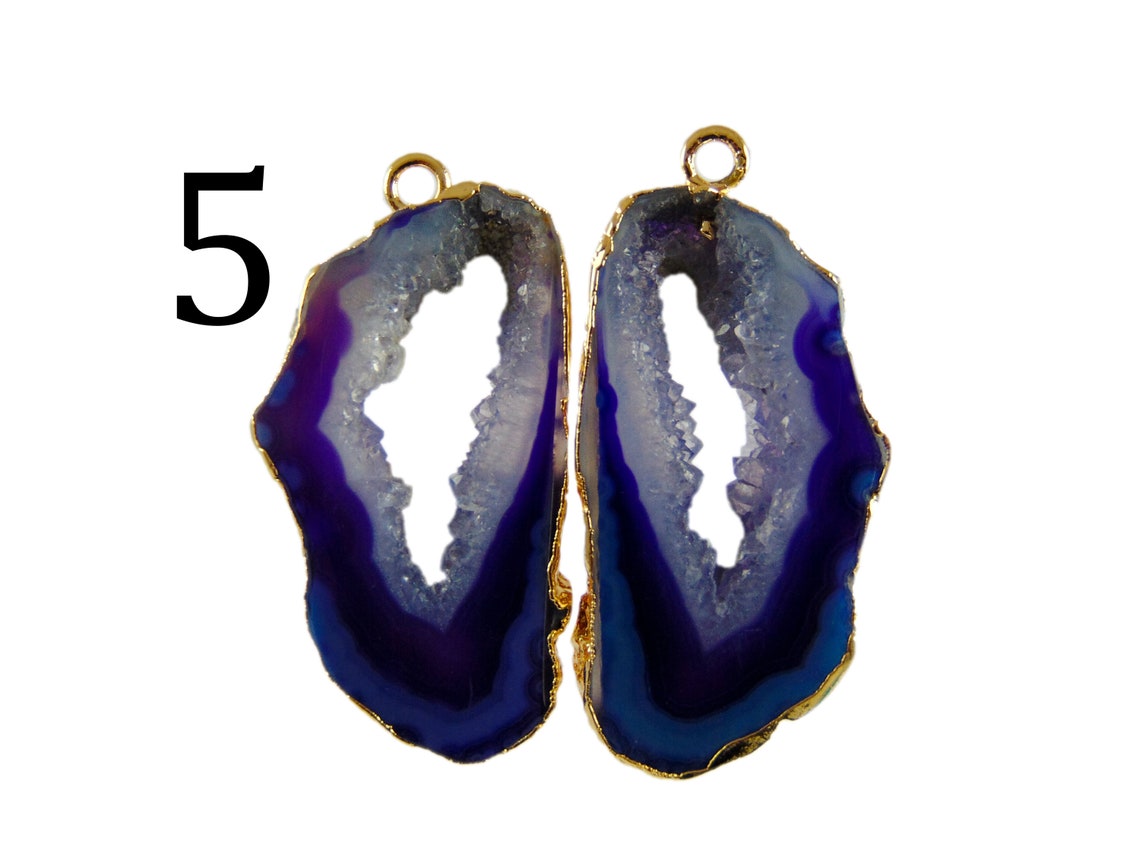 Royal Blue Geode Slice Pairs Geode Slice Gold Plated Earrings - Etsy