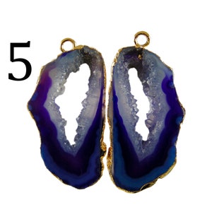 Royal Blue Geode Slice Pairs, Geode Slice Gold Plated Earrings ...