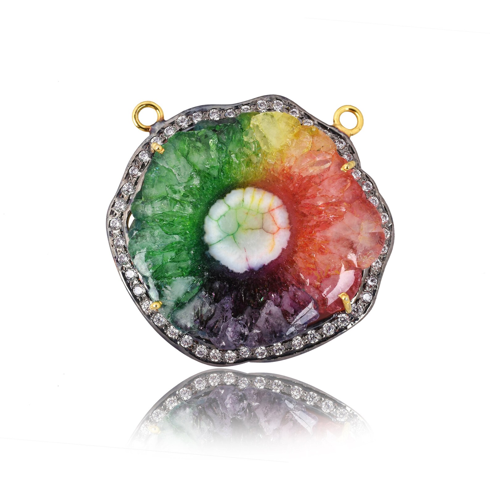 Natural Solar Geode Stone Pave Diamond Druzy - Etsy