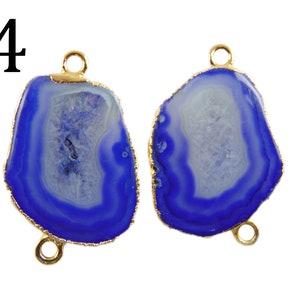 Geode Slice Blue Druzy, DIY Geode Earrings, Agate Geode Connectors ...