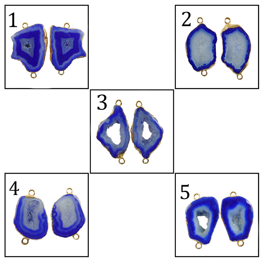 Geode Slice Blue Druzy, DIY Geode Earrings, Agate Geode Connectors ...