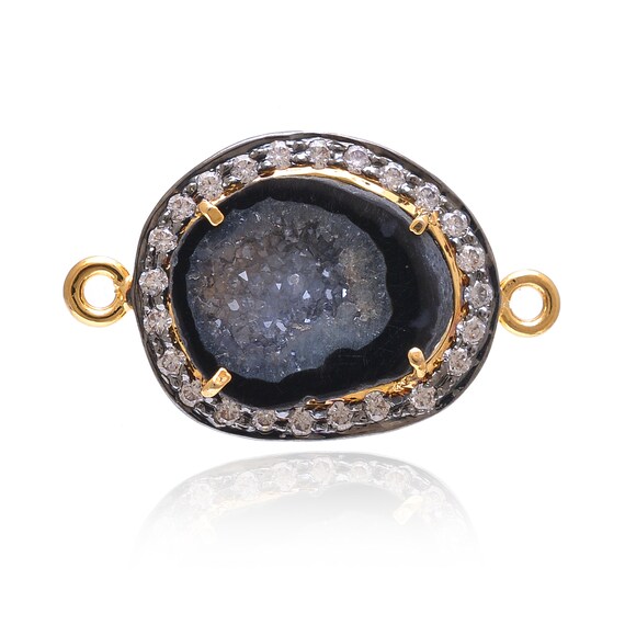 Black Color Fossil Geode Pave Diamond Druzy Connector Diamond - Etsy