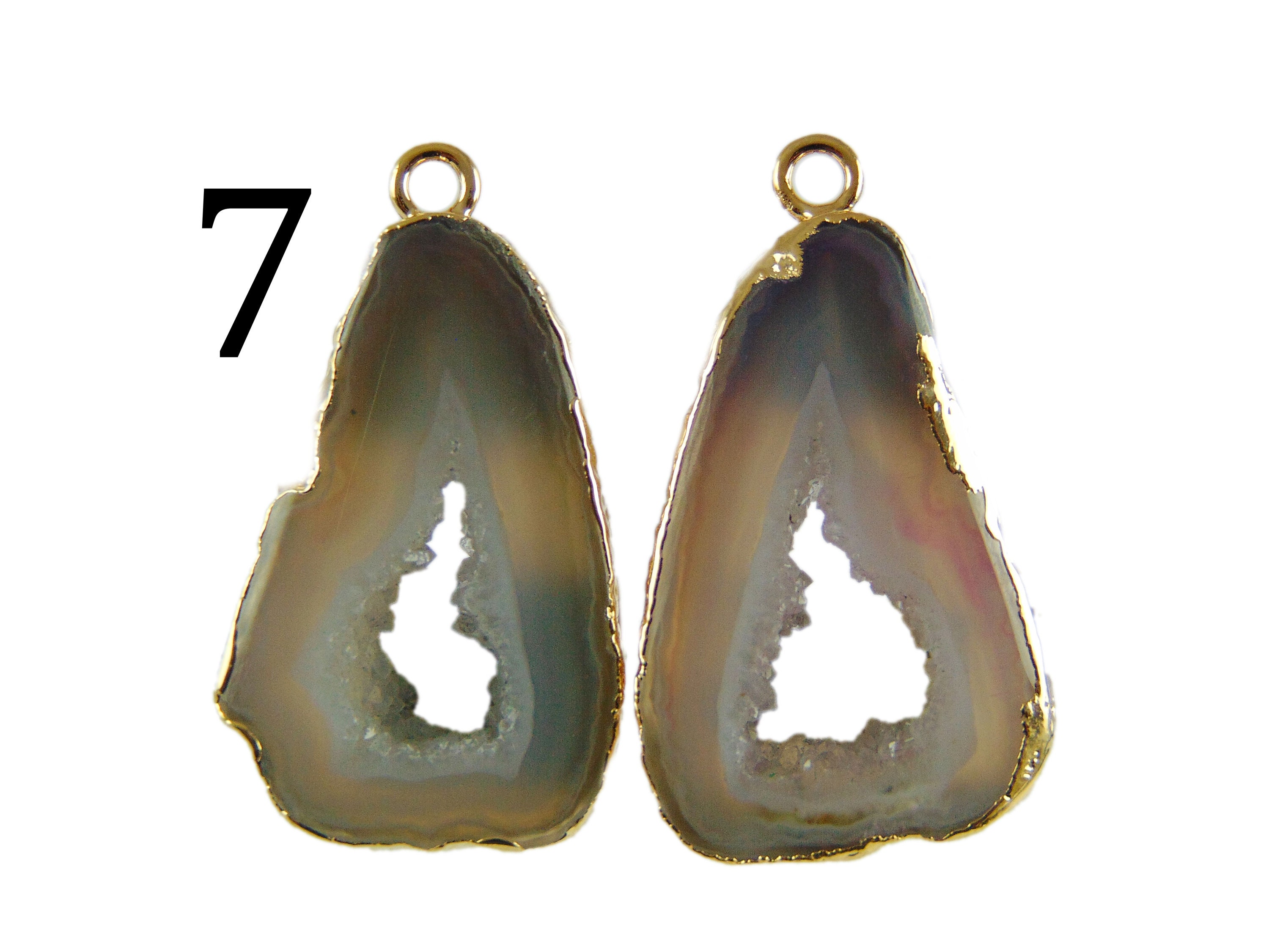 Pink Geode Slice Pairs White Geode 24k Gold Plated Earrings | Etsy