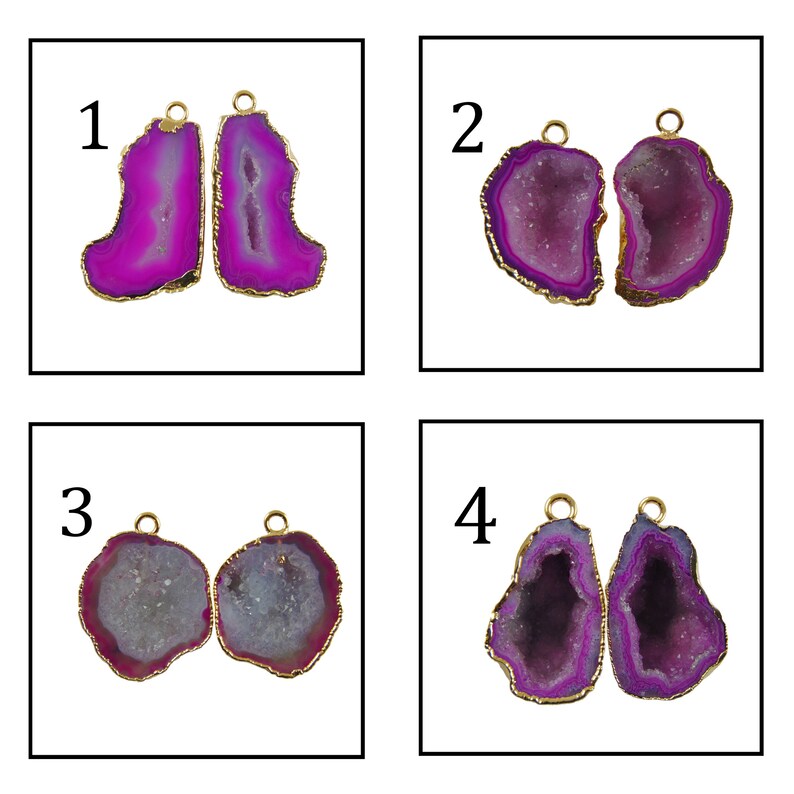 Natural Pink Geode Slice Druzy, DIY Geode Earring, Agate Geode ...