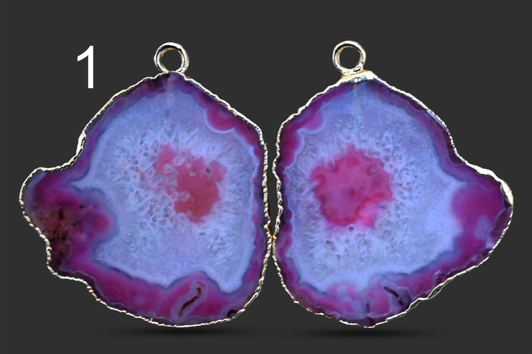 Rare Red DIY Geode Slice Pair DIY Earrings, Geode 24k Gold Plated ...