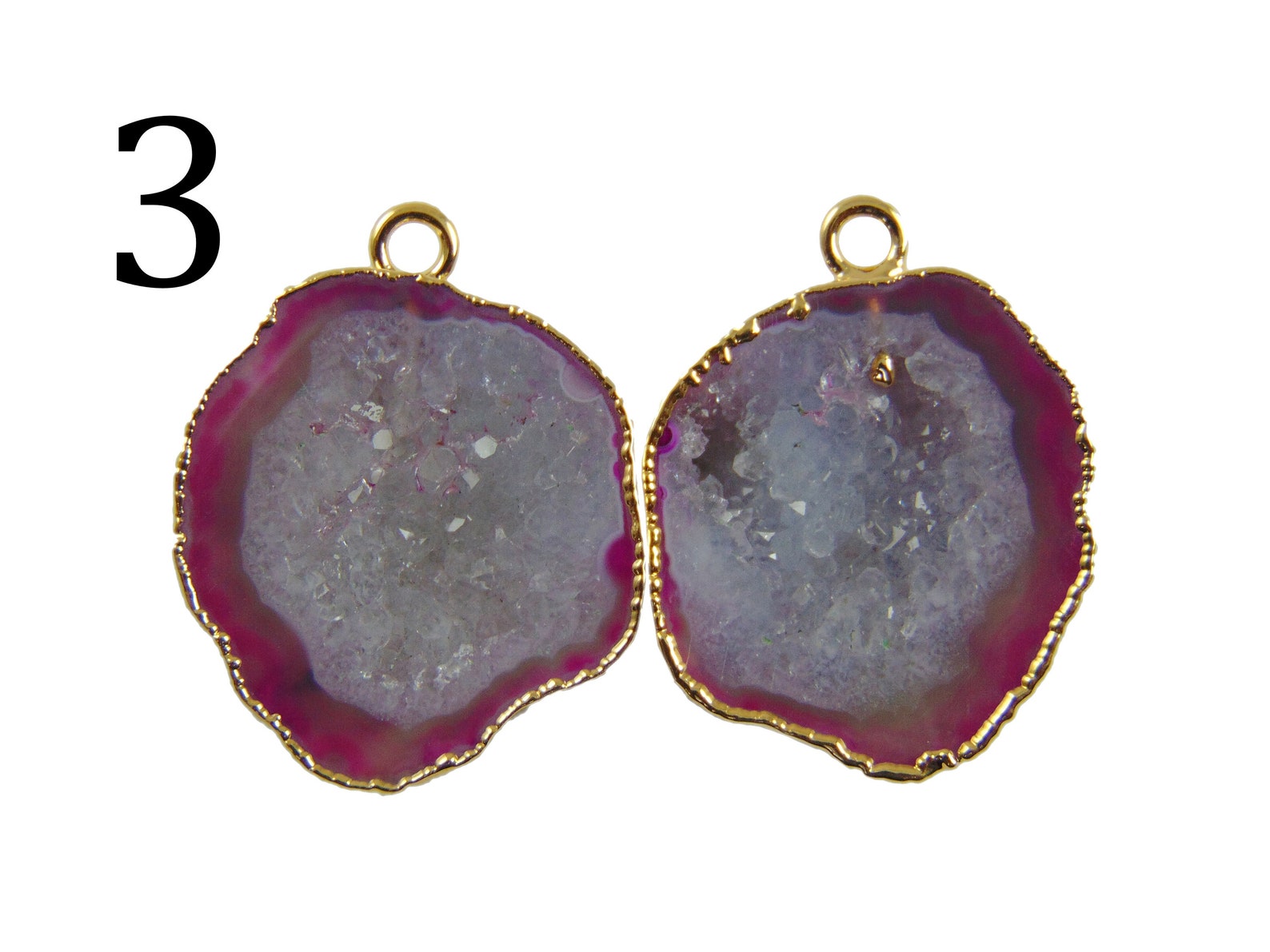 Natural Pink Geode Slice Druzy, DIY Geode Earring, Agate Geode ...
