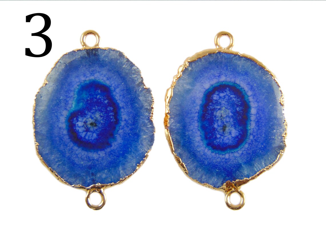 Real Blue Solar Quartz 24k Gold Plated Connectors DIY - Etsy