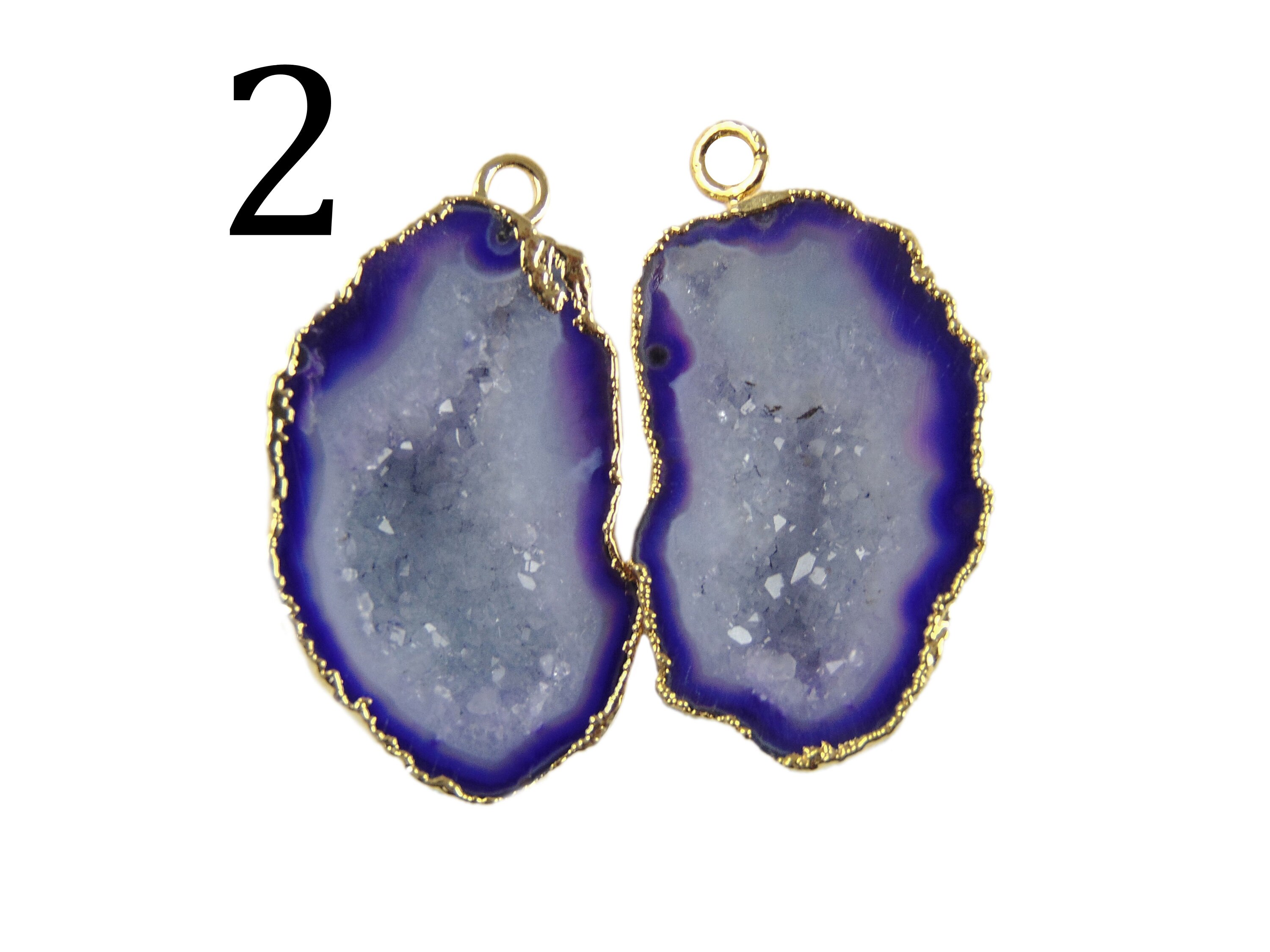 Real Geodes Purple Cave Geode Gold Plated Earring Connectors | Etsy