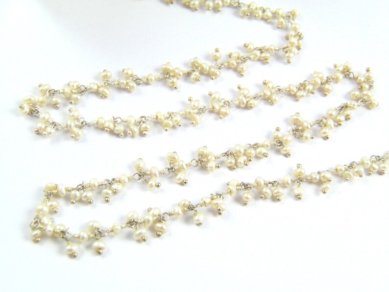 5 Feet Mother Pearl Cluster Rosary Chain Silver Plated Chain | Etsy