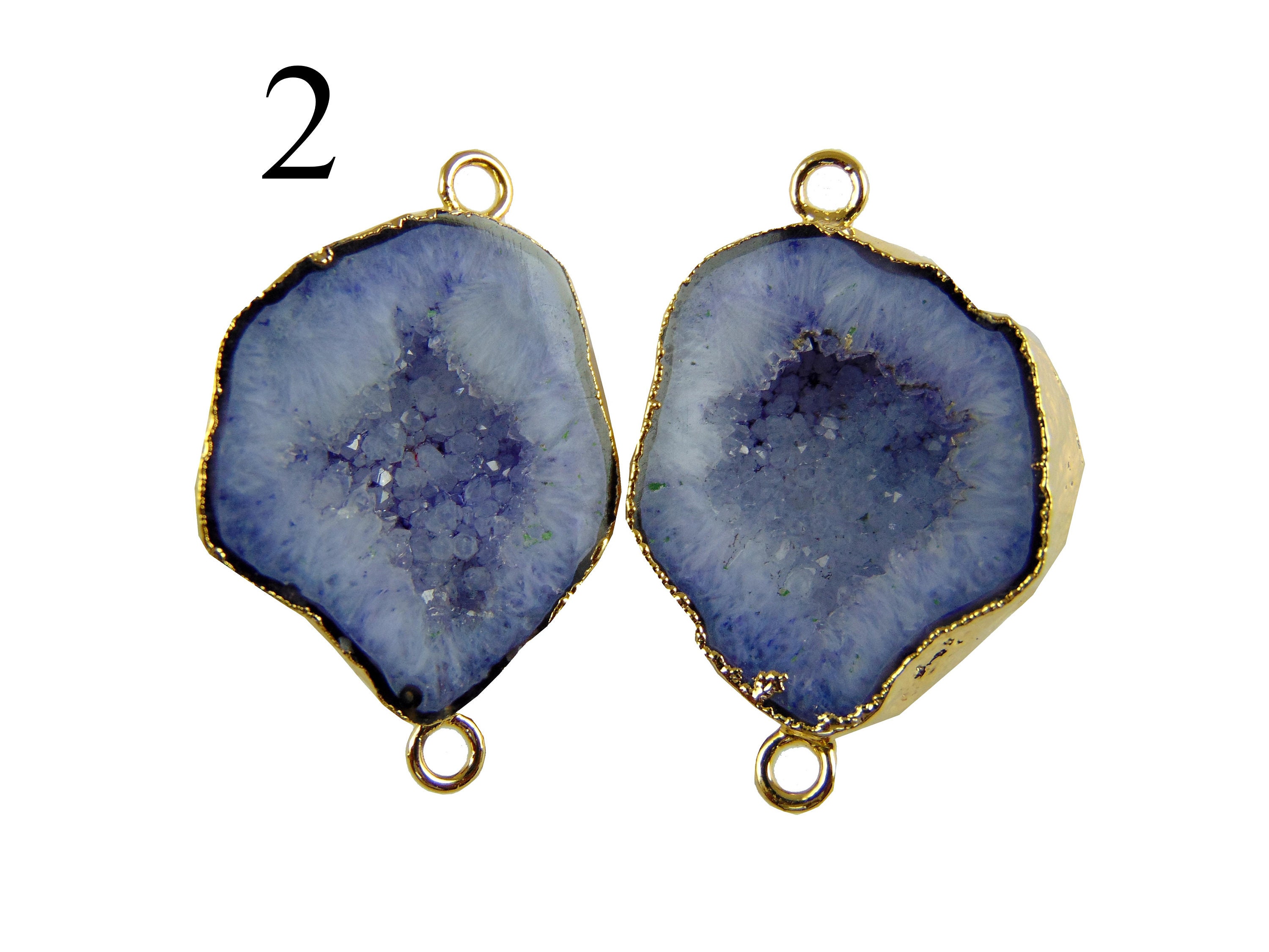 Rare Pink Green Cave Geode Agate Druzy Gold Electroplated | Etsy