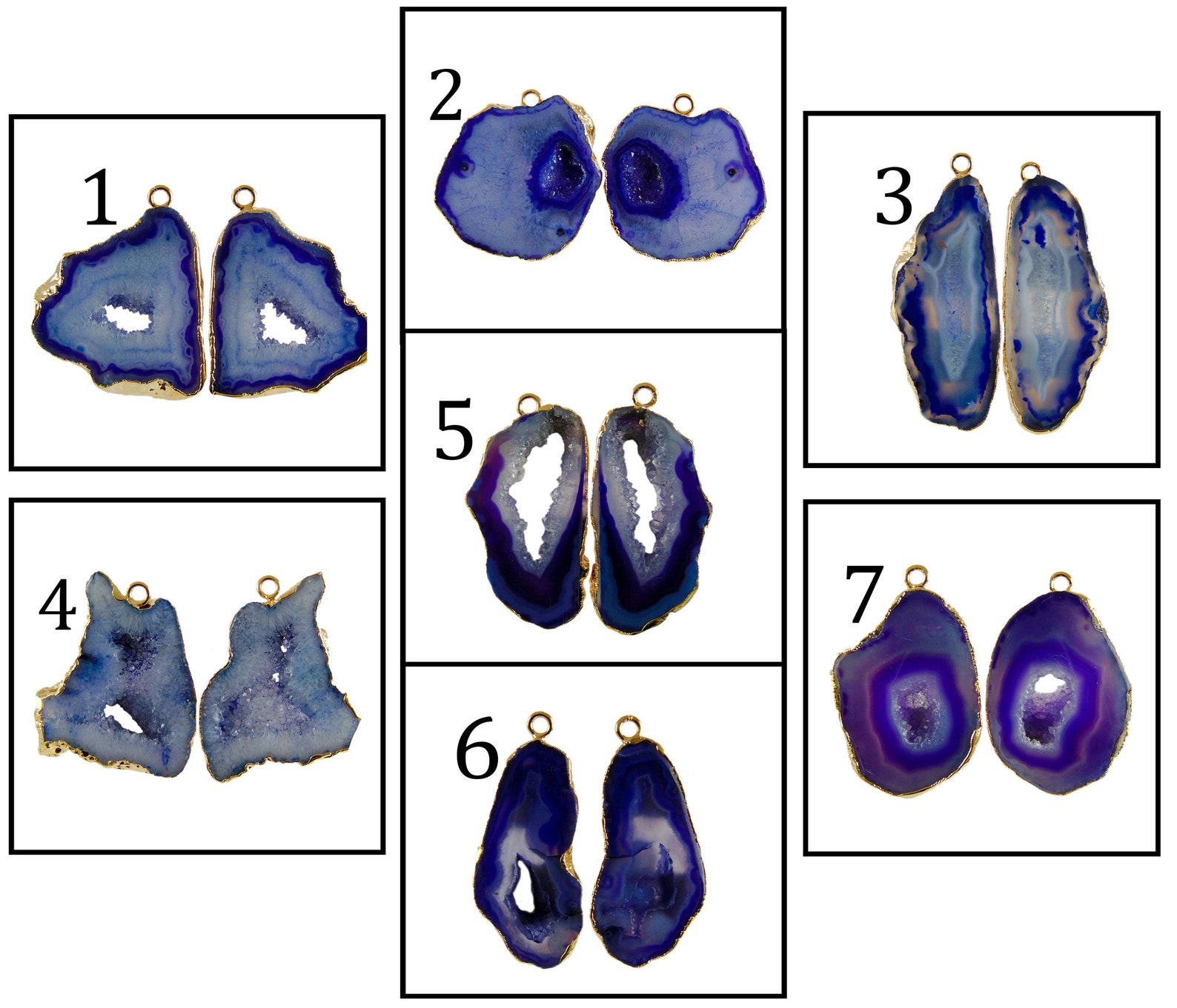 Royal Blue Geode Slice Pairs Geode Slice Gold Plated Earrings | Etsy