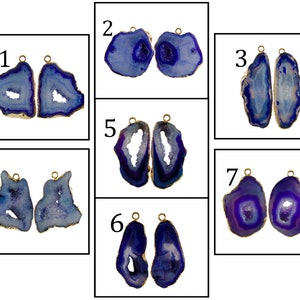 Royal Blue Geode Slice Pairs, Geode Slice Gold Plated Earrings ...