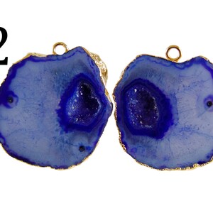 Royal Blue Geode Slice Pairs, Geode Slice Gold Plated Earrings ...