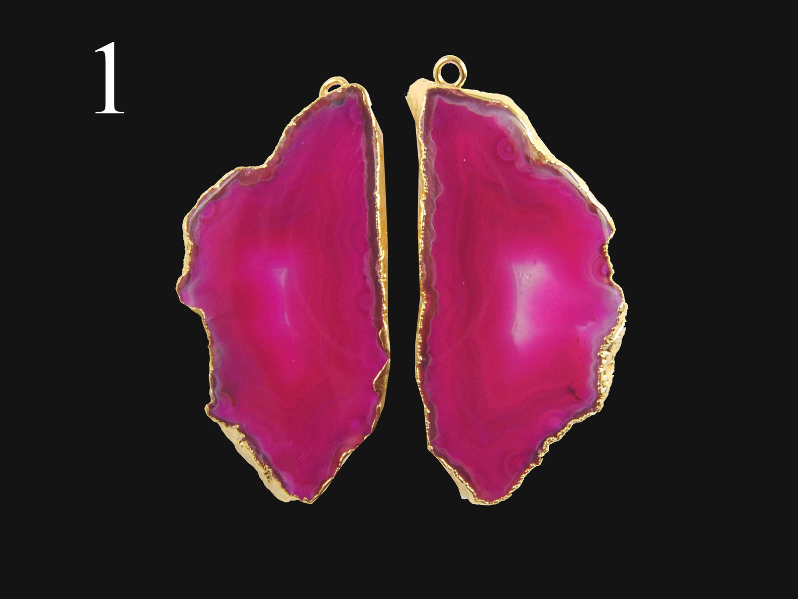 Real Aqua Pink Geode Slice 24K Gold Plated Earrings Pairs - Etsy