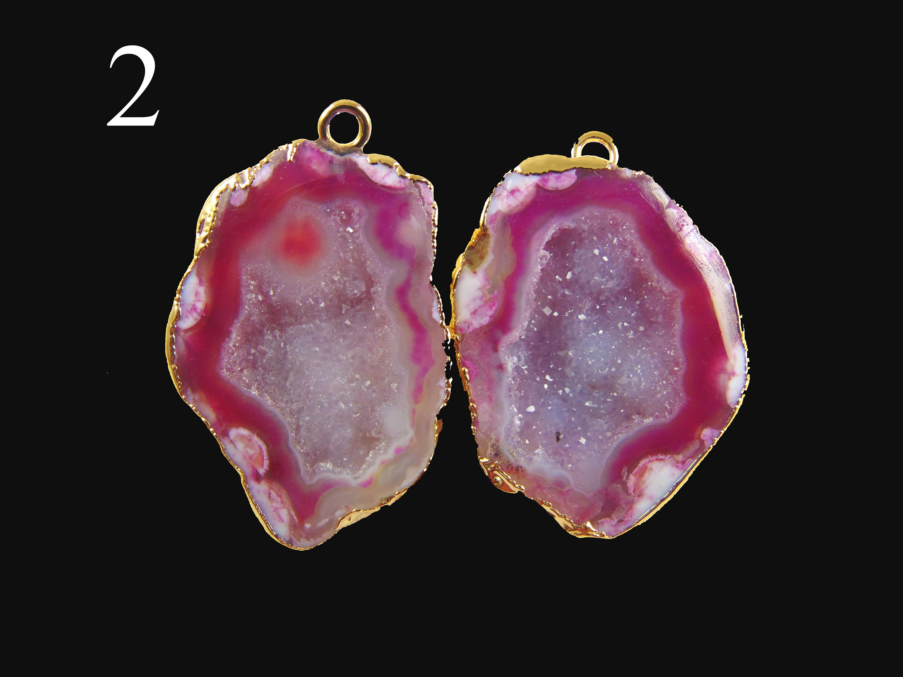 Black Pink Aqua Cave Geode Agate Druzy Gold Electroplated | Etsy