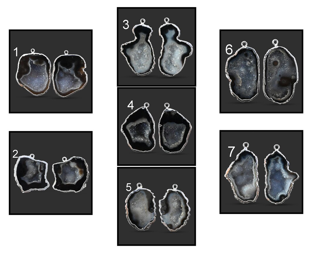 Sparking DIY Earrings, Black Geode Earring Pairs, Geode Agate Silver ...