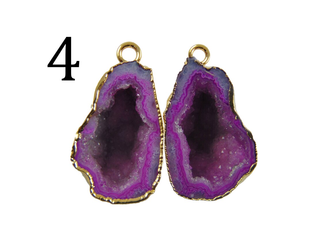 Natural Pink Geode Slice Druzy DIY Geode Earring Agate Geode | Etsy