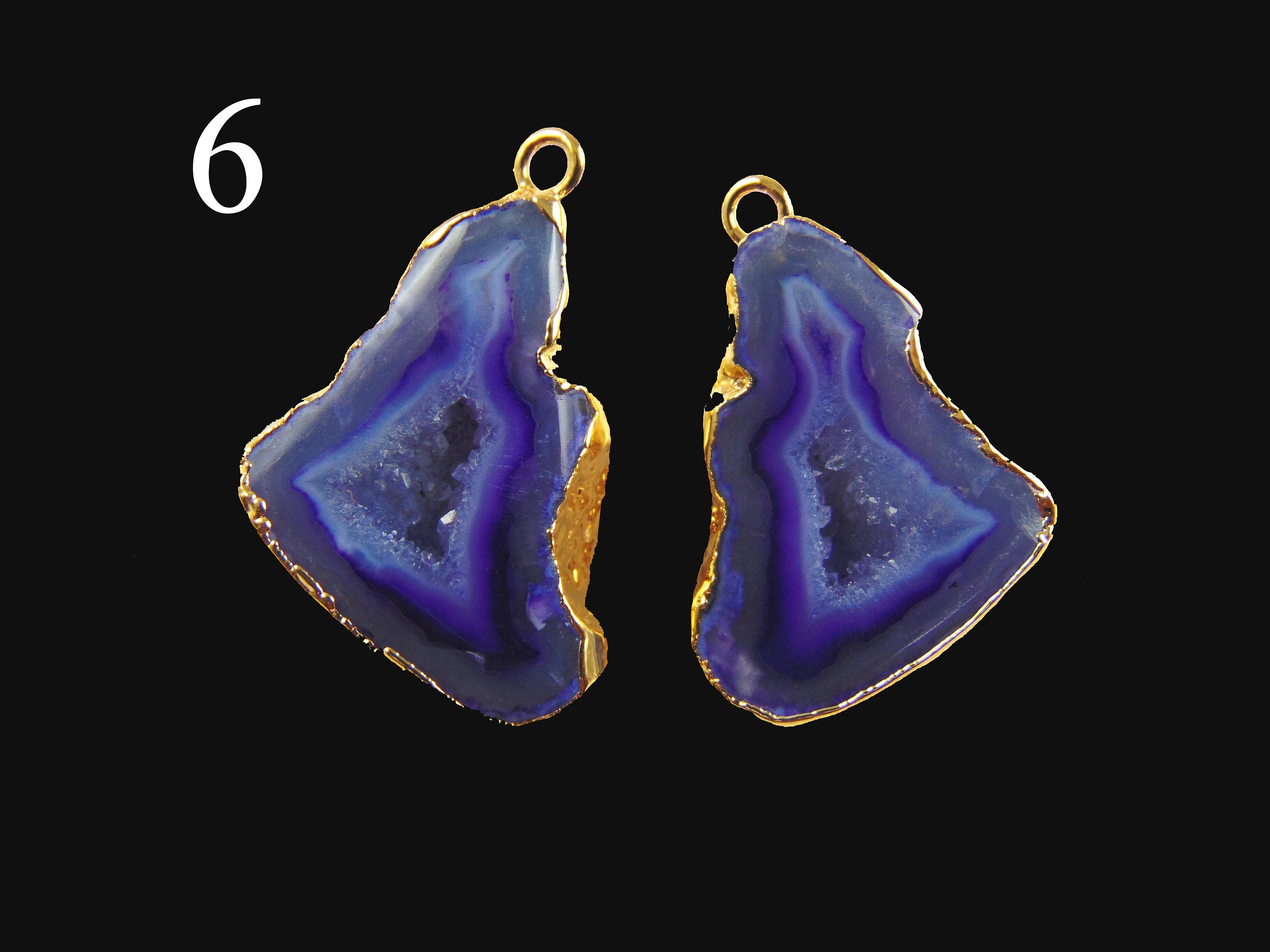 Black Pink Aqua Cave Geode Agate Druzy Gold Electroplated | Etsy