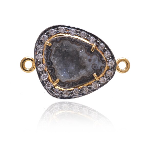 Amazing Cave Fossil Geode Pave Diamond Druzy Connector Diamond - Etsy