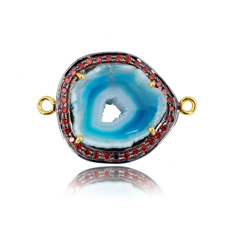 Finding Slice Geode Stone Pave Diamond Druzy Connector,american Diamond ...