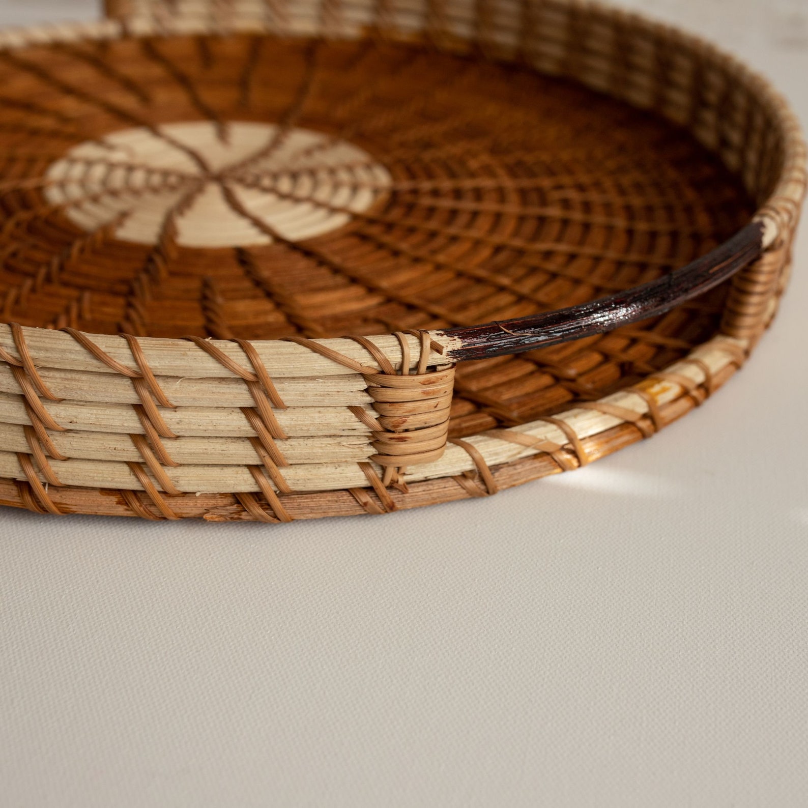 Round Rattan Tray Extra Large With Handles 16.9 Inch for - Etsy
