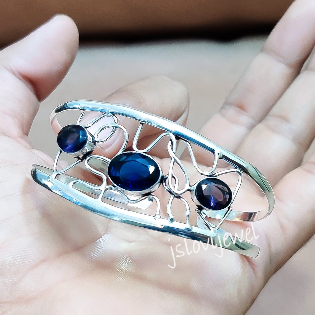 Tanzanite Bangle Bracelet, Faceted Amethyst Cuff Bangle Bracelet ...