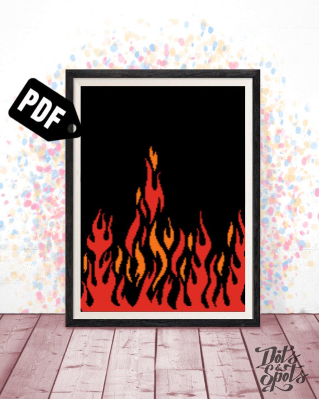 Fire Flame Cross Stitch Pattern: Modern Embroidery (PDF Download) PT ...