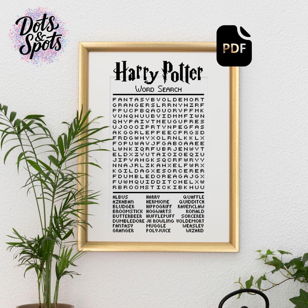 Word Search Cross Stitch Pattern - Word Puzzle Embroidery Chart ...