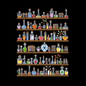 Halloween Cross Stitch Pattern - Potions Cross Stitch - Silhouette ...